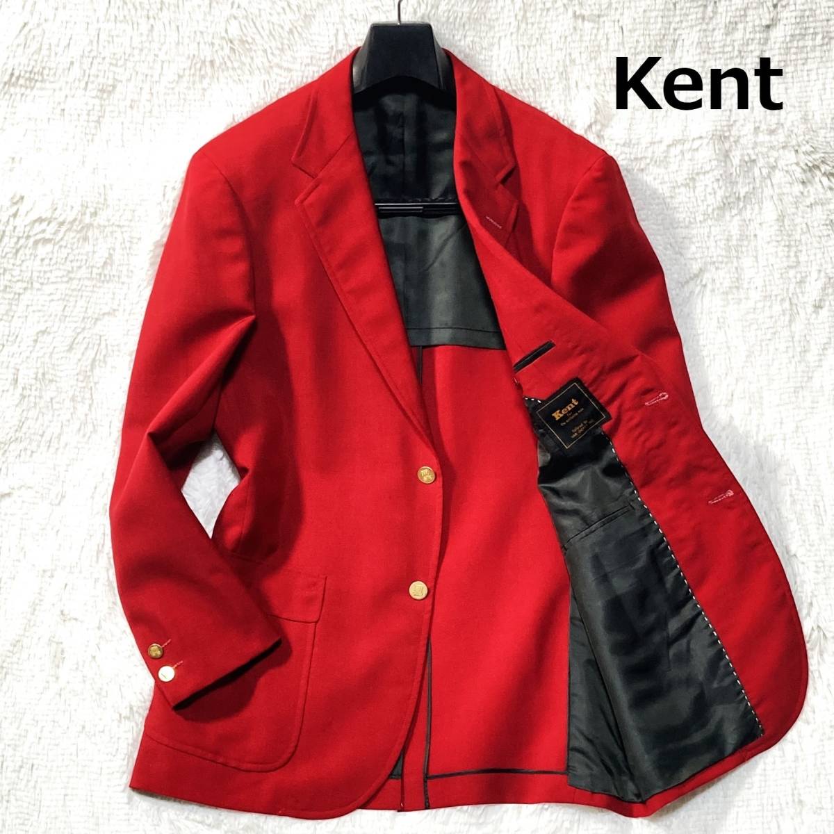 【目立った傷や汚れなし】Kent by VAN JACKET★英国HIELD生地★レア★金ボタン 赤ブレザー テーラードジャケット M～L位 最高級アイビー&アメトラ ケント ヴァン JACの ...