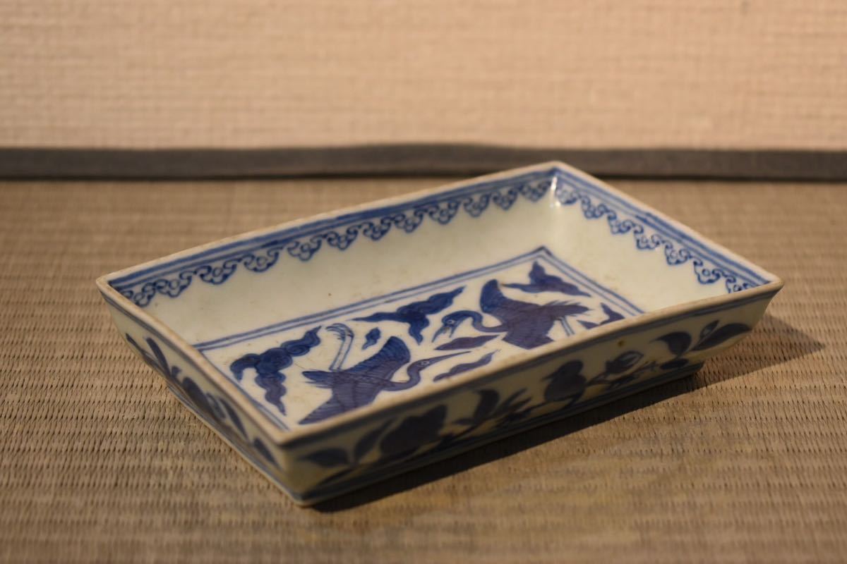 【やや傷や汚れあり】【GE】Z415【コレクター所蔵品】『隆慶年造』銘 染付雲鶴図長方皿 /骨董品 時代品 美術品 古美術品 朝鮮美術 中国古玩の落札情報詳細 - ヤフオク落札価格検索 オークフリー