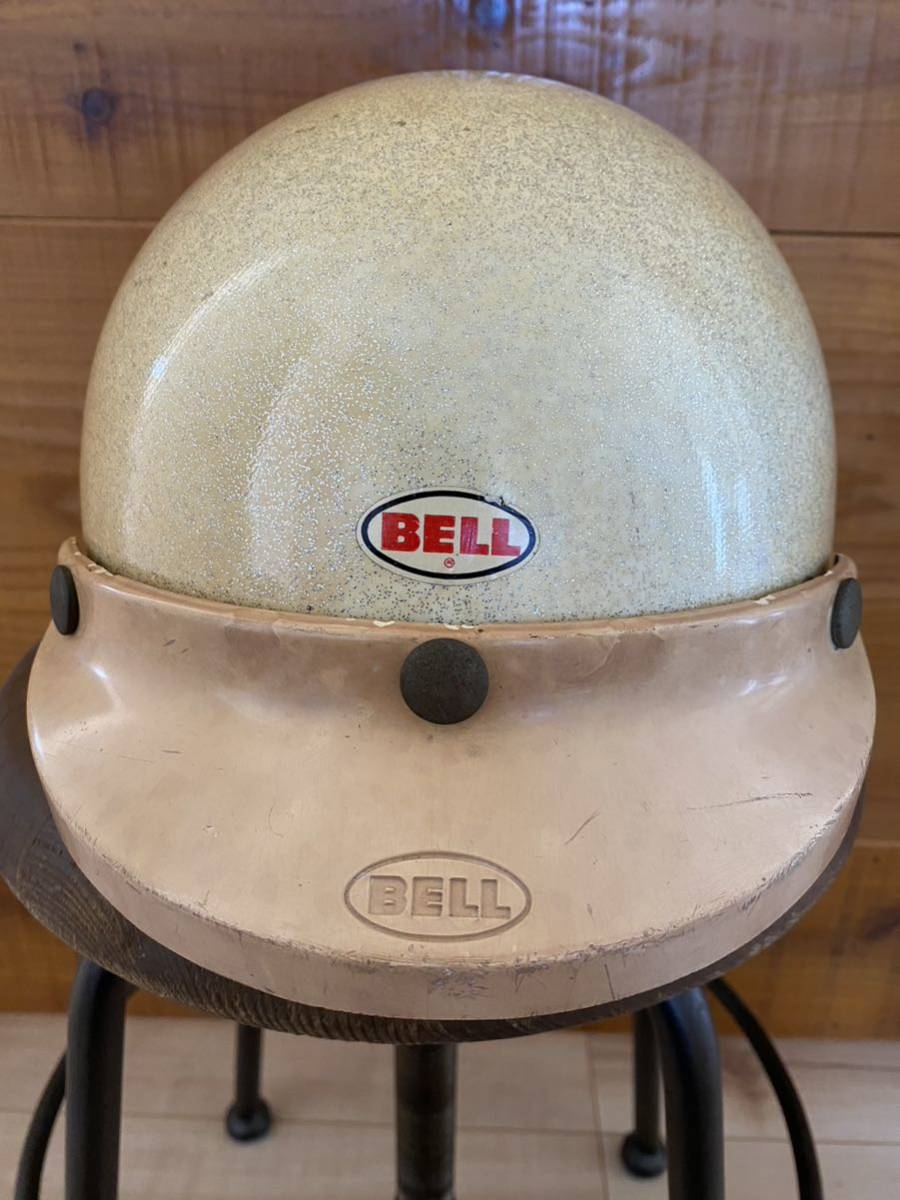 【やや傷や汚れあり】バイザー付き BELL SHORTY ベル ショーティー ビンテージヘルメット BELL520 バイザー ハーレー ...