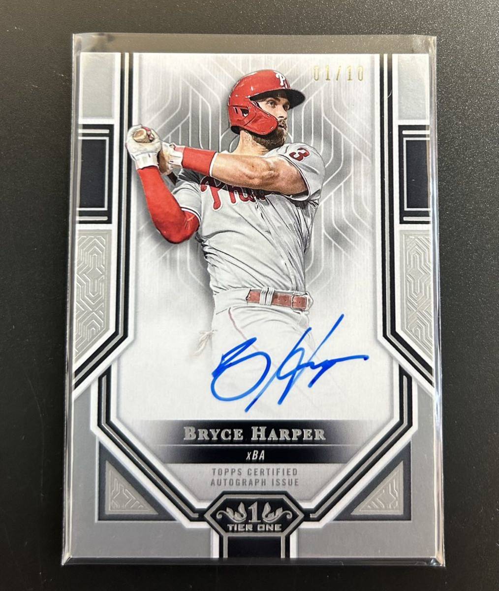 【未使用に近い】2023 Topps Tier One MLB Bryce Harper Phillies Auto 01/10枚限定 直書き ...