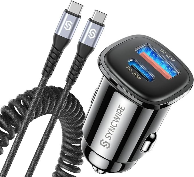 【未使用】Syncwire USB C車載充電器、車載充電器 急速充電 60W [PD 30W & QC 30W] USB車載充電器 タイプCケーブル付きアダプター A-18の落札情報詳細 ...