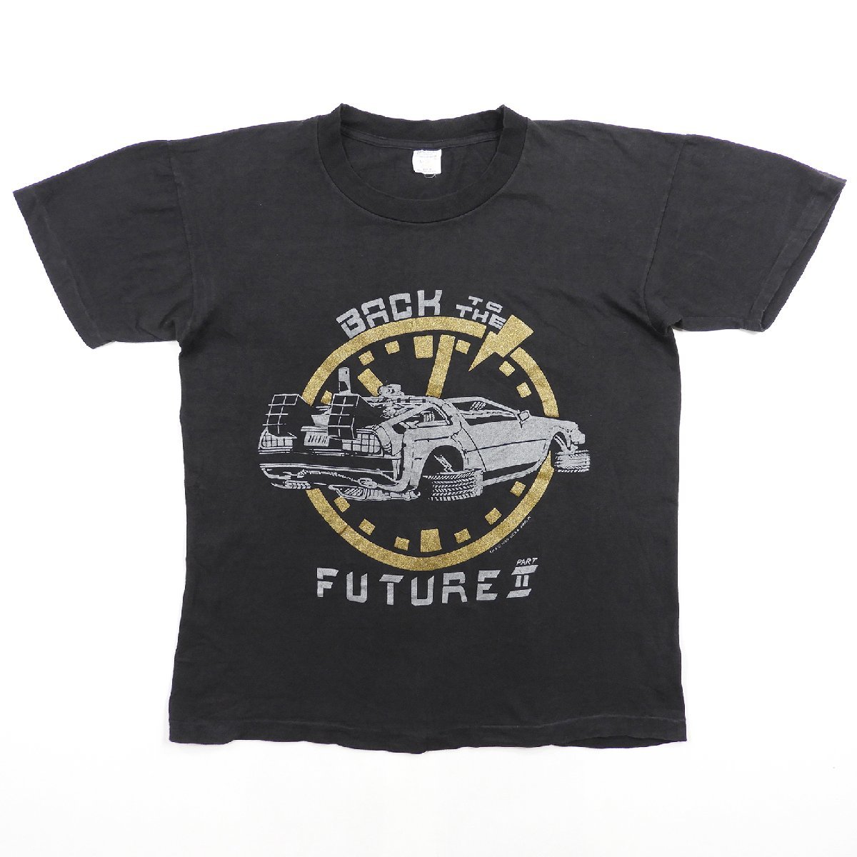 【やや傷や汚れあり】80s バックトゥーザフューチャー 2 半袖 Tシャツ ブラック 12398 送料360円 ヴィンテージ オールド