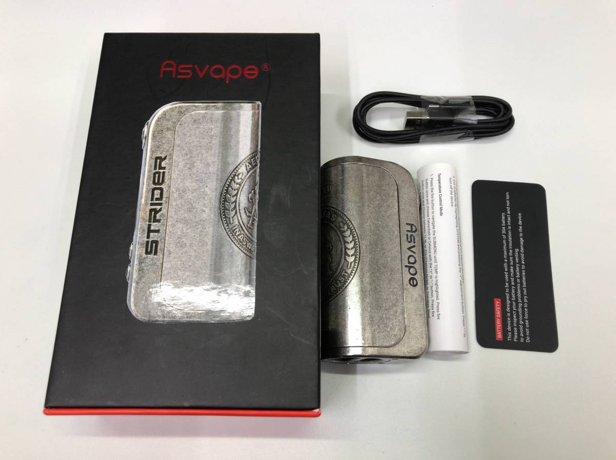 【目立った傷や汚れなし】Asvape アスベイプ Strider 75W Mod アンティークシルバー VO75 VAPE BOX MOD ...