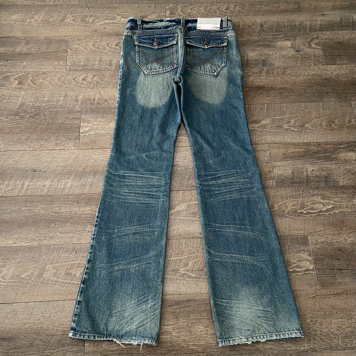 【目立った傷や汚れなし】rare 00s japanese label xfrm cross ball studs weathered flare jeans denim pants y2k ...