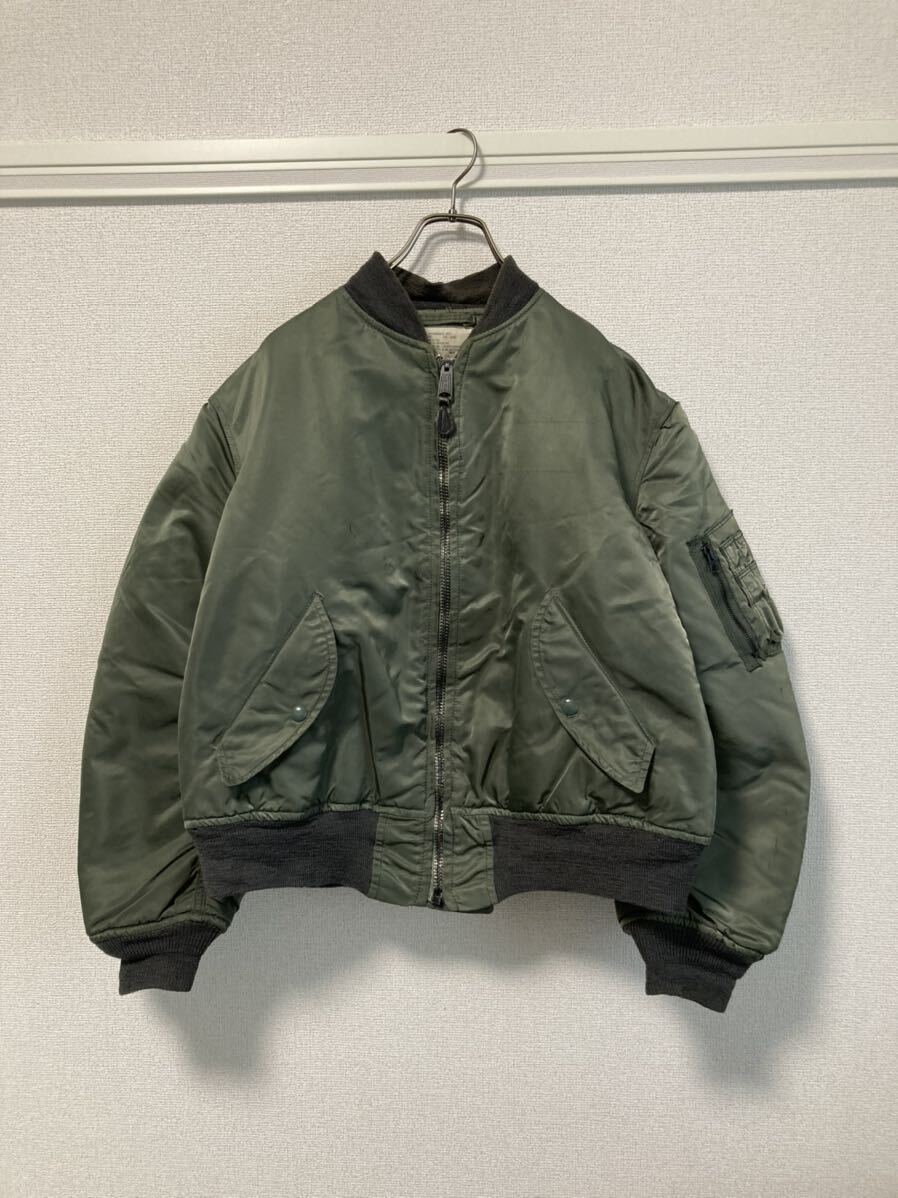 【目立った傷や汚れなし】90s 米軍 MA-1 8279G フライトジャケット グランドクルー用 USAF ミリタリー サイズL☆80s 70s CWU-45 M-65 L-2B ビンテージ ...
