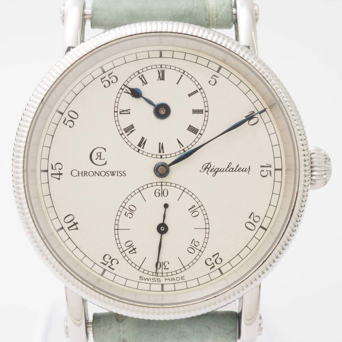【傷や汚れあり】クロノスイス レギュレーター CH6323 CHRONOSWISS Regulateur 17石 手巻き 裏スケ シルバー 革ベルト メンズ 男性 腕時計[2149-AN7の ...