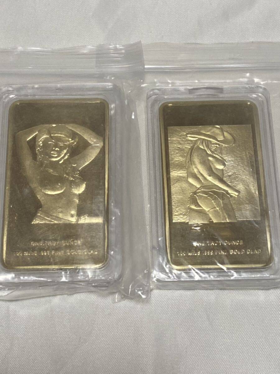 【目立った傷や汚れなし】2枚セット金貨バー長方形 インゴット/ 100MILS 9.999FINE GOLD CLAD記念金貨コイン 24kgp Gold Plated ケース付の落札情報詳細 ...