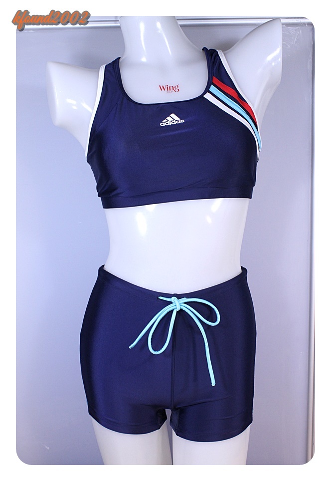 【目立った傷や汚れなし】adidas sports swim wear アディダス スポーツ水着 上下セットアップ Lサイズ スクール水着 ...
