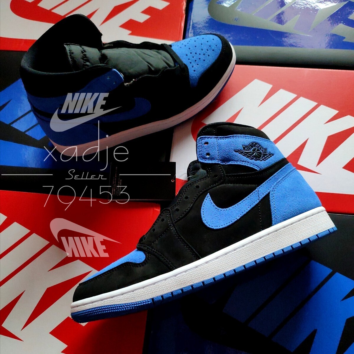 【未使用】新品 正規品 NIKE ナイキ AIR JORDAN 1 RETRO HIGH OG エアジョーダン 1 ハイ 黒 ブラック 青 ロイヤル ブルー 27cm US9 箱付きの落札情報 ...