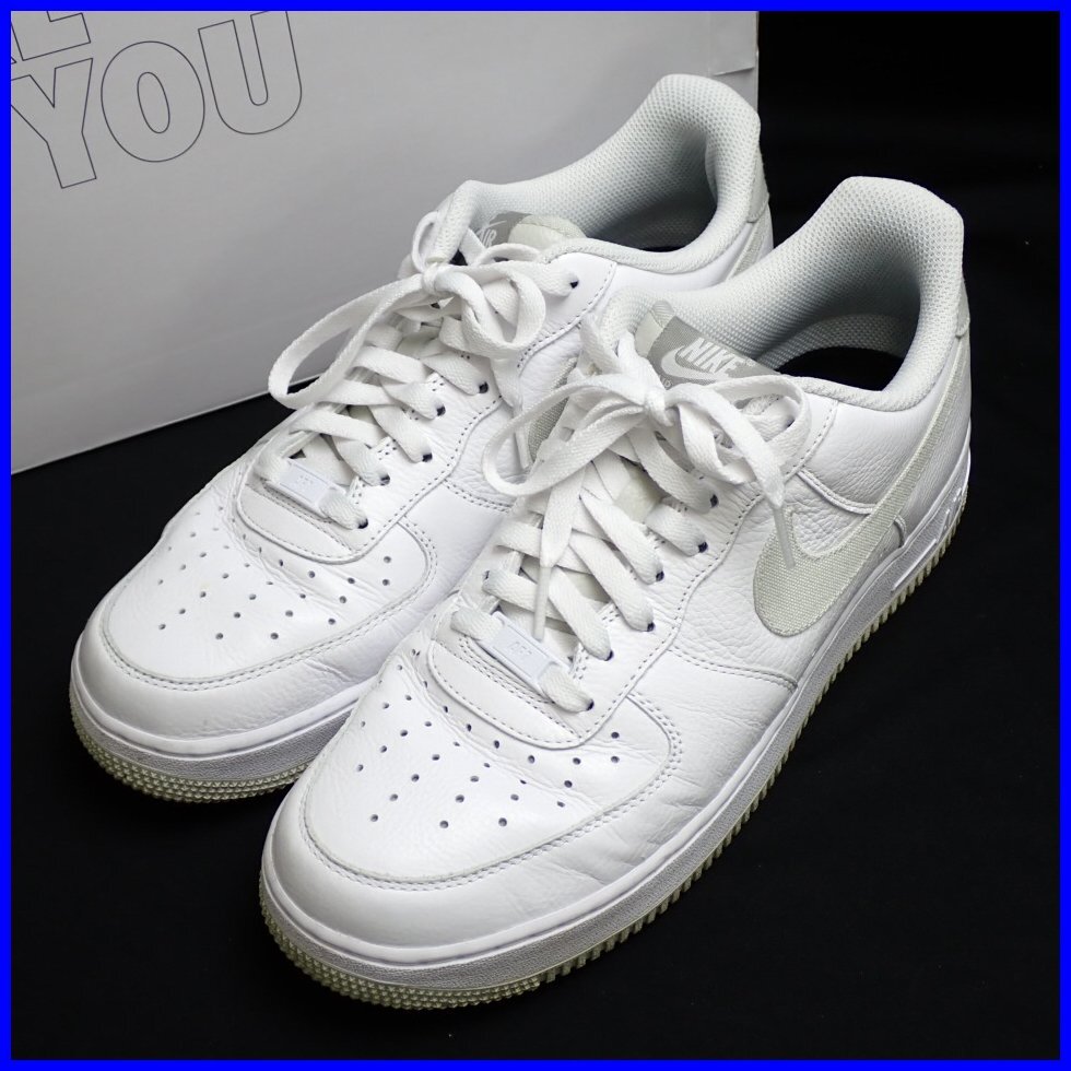 【やや傷や汚れあり】★NIKE/ナイキ AIR FORCE 1 BY YOU スニーカー メンズ27.5cm/ホワイト/DV3892-900/レザー×キャンバス/外箱付き&0630500295 ...