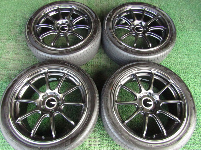 【目立った傷や汚れなし】T319 ADVAN Racing RSⅢ 18インチ 7.5J+48 5H/114.3 YH ブルーアースGT ...