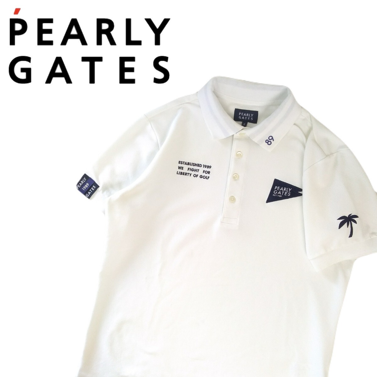 【目立った傷や汚れなし】極美品 23年新作 最高級 PEARLY GATES 吸水速乾 ストレッチ 鹿の子 半袖ポロシャツ メンズ4 パーリー ...