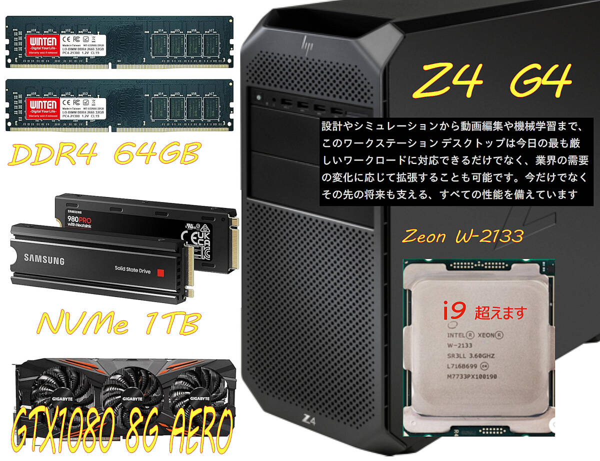 【目立った傷や汚れなし】『最強伝説』最新Z4G4 NVMe:1T メモリ96G(64G+32G) GTX1080AERO:8G ...