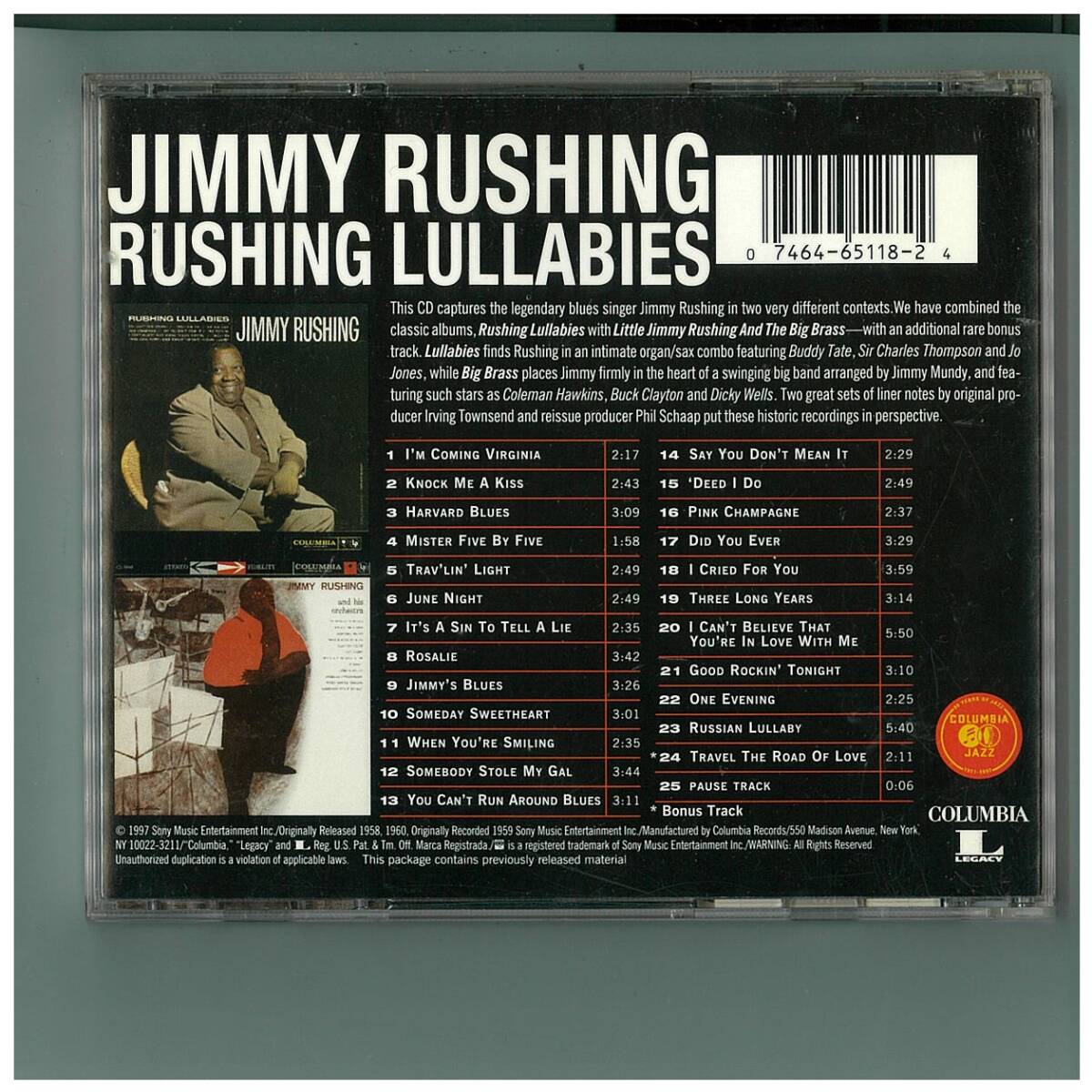 【やや傷や汚れあり】CD☆Jimmy Rushing☆Rushing Lullabies☆Columbia☆Legacy☆CK 65118の ...