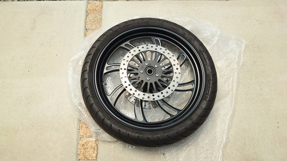 【目立った傷や汚れなし】21×3.5 ツアラーモデル ULTIMA Vortex Polished フロントホイール ハーレー ブラック ...