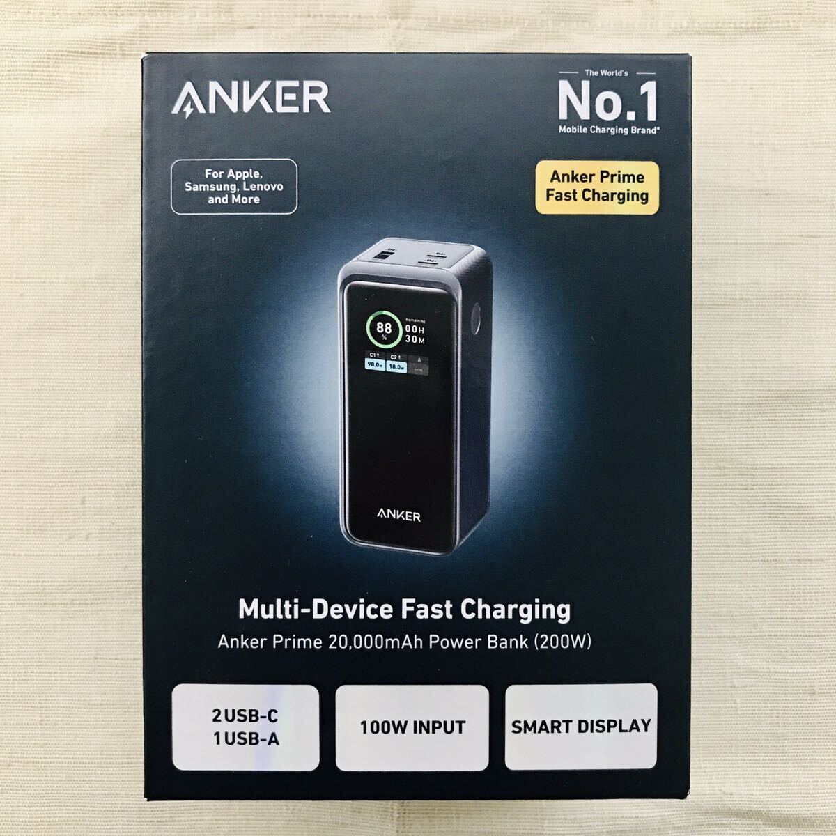 【未使用】未開封品 Anker Prime 20000mAh Power Bank 200W アンカー モバイルバッテリー 注文日 2024 ...