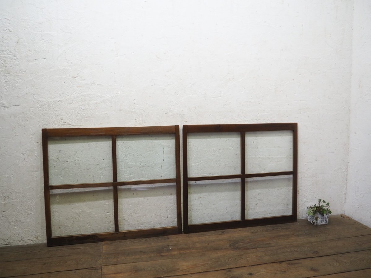 【傷や汚れあり】タS0107 (2)【H72,5cm×W85cm】×2枚 アンティーク ゆらゆらガラスの古い木枠引き戸 建具 波ガラス戸 十字 窓 古民家 レトロL下の落札情報詳細 ...