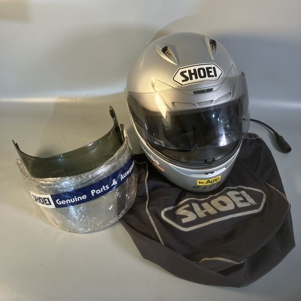【全体的に状態が悪い】e2-090 Shoei ヘルメット X-8r Hi 59-60cm マイク 替シールド付き Made In Japan 