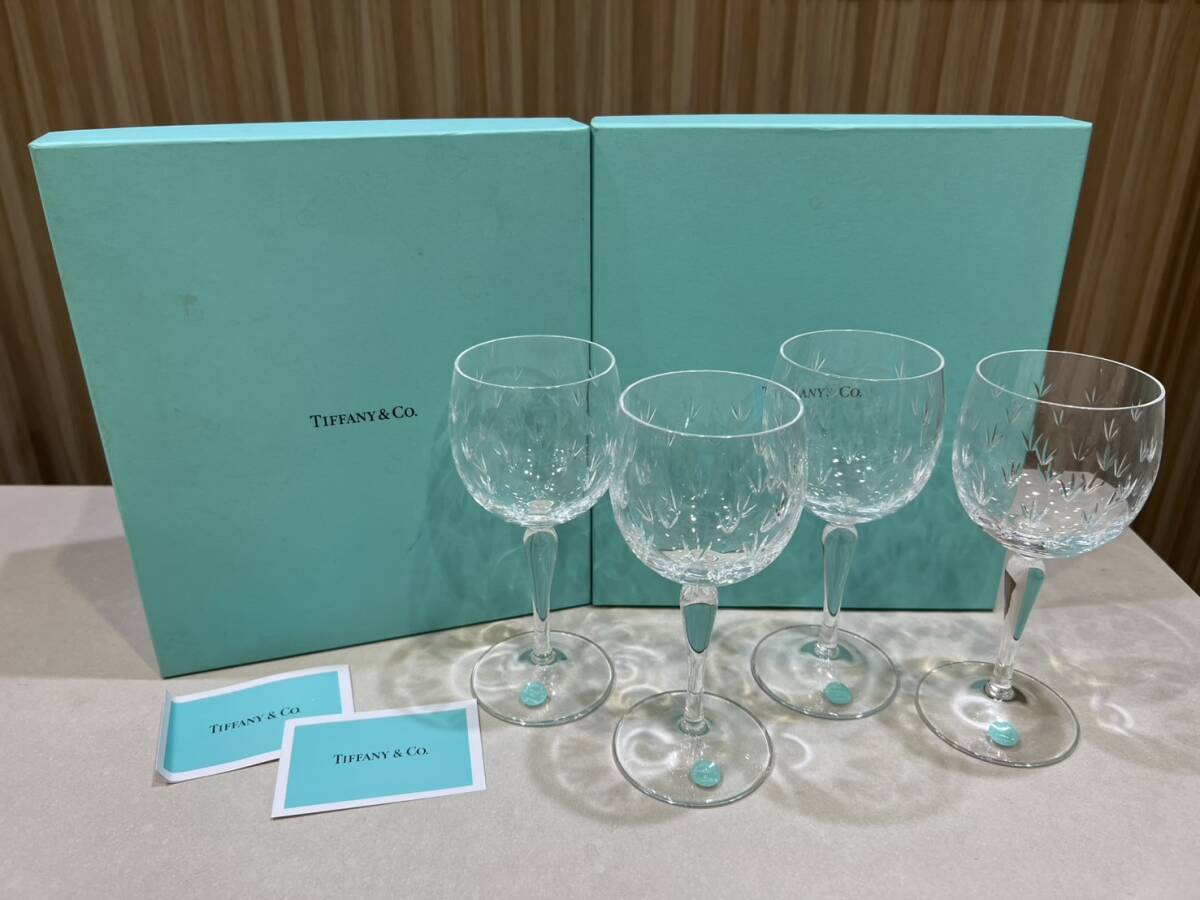 【未使用】H6705 1円～ 【未使用】 TIFFANY＆Co. ティファニー フローレット ワイングラス Tiffany Floral フローラル 4客セット 2箱 箱付きの落札情報詳細 ...