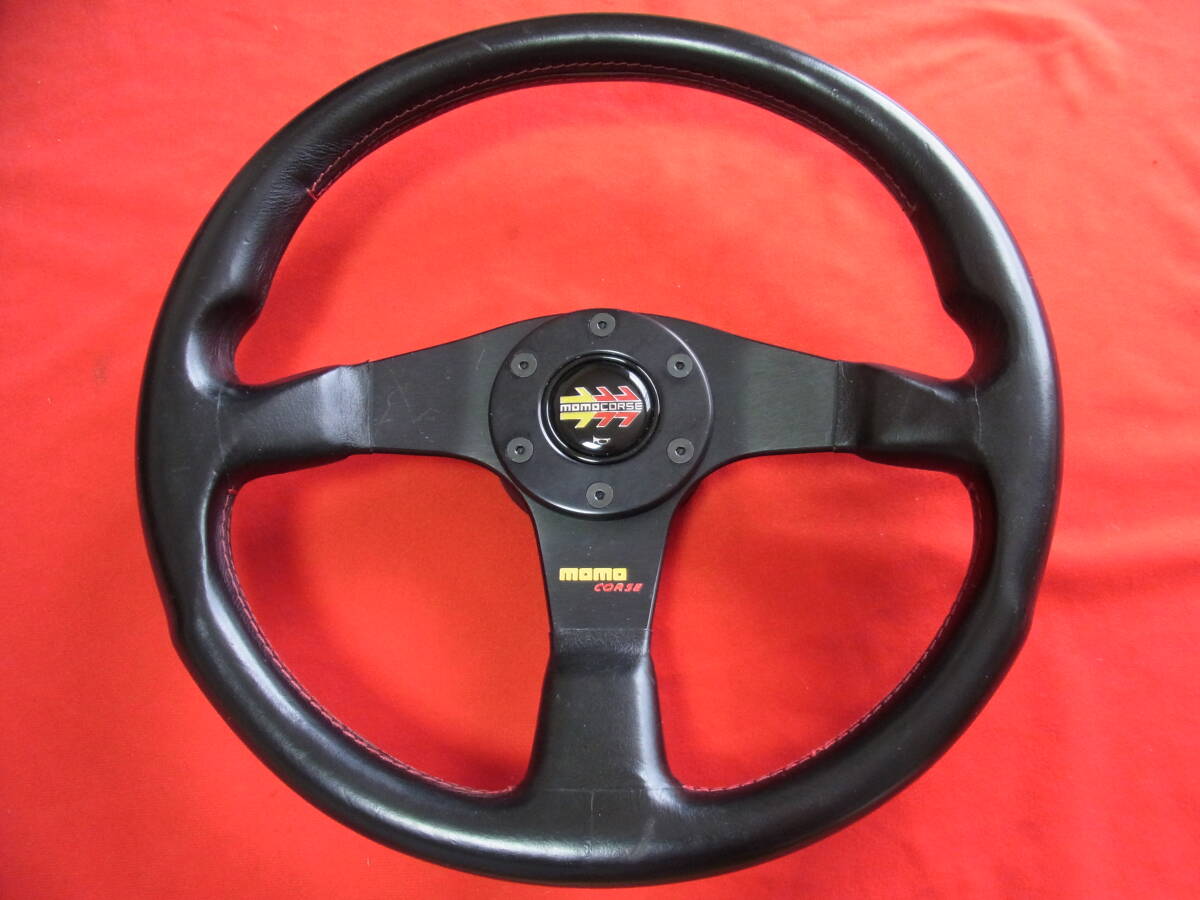 【やや傷や汚れあり】old momo steering wheel corse 34.5Φ 1994 モモ コルセ 中古品 ホーンボタン ...