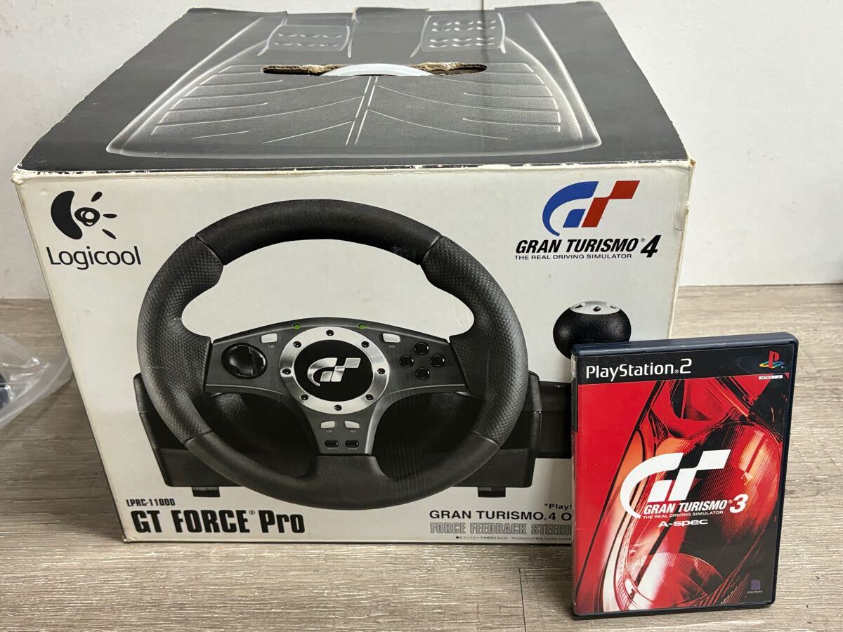 【やや傷や汚れあり】☆ PS2 ☆ GT Force Pro コントローラー ソフト まとめ売り 未チェック ジャンク ハンドル フットペダル アダプター 箱 Playstation2 ...