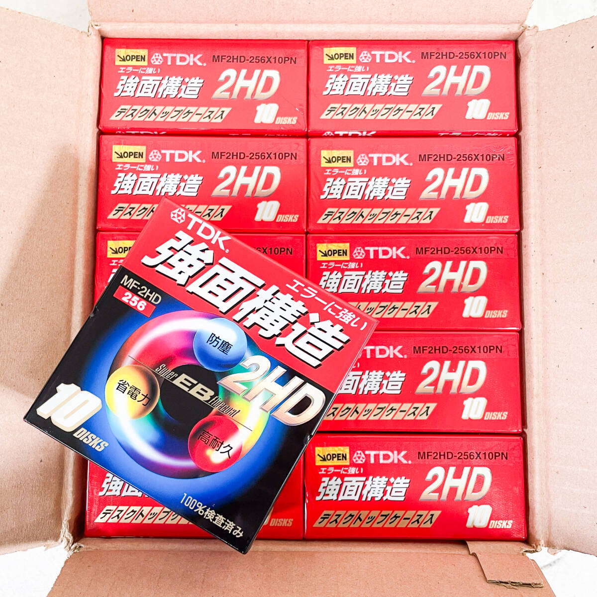 【未使用】未開封品 TDK 強面構造フロッピー MF2HD-256X10PN 10DISKS 10セット 100枚 フロッピーディスク ...