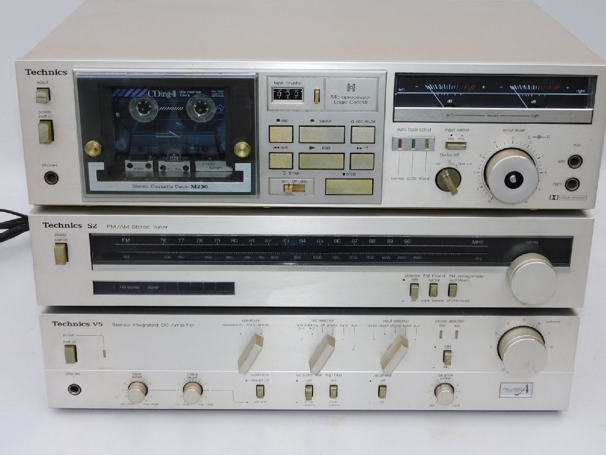 【傷や汚れあり】【通電はOK/送料無料】Technics アンプ SU-V5 110W/FM/AMチューナー ST-S2/カセットデッキ RS ...