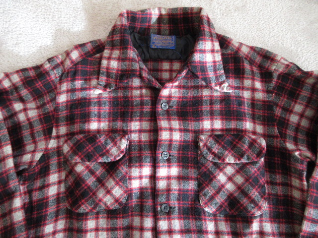 【目立った傷や汚れなし】USA製 ビンテージ 50S ペンドルトン PENDLETON オンブレ ウール チェック L 両フラップ BOXシャツ ボックス ロカビリー VINTAGE ...