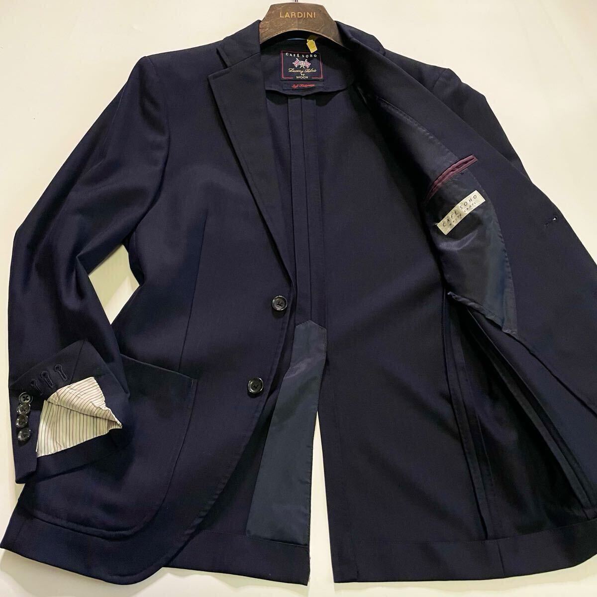 【目立った傷や汚れなし】【高級ライン/英国生地/美品】CAFE SOHO ホワイトレーベル 名門MOON社 ヘリンボーン ネイビー アンコン仕立て テーラードジャケット M相当の落札情報詳細 ...