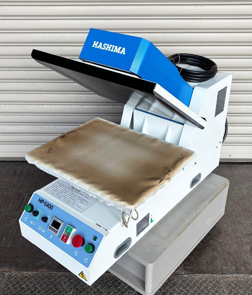 【やや傷や汚れあり】M HASHIMA(ハシマ)/全自動転写用プレス機/平型オートプレス/HP-5400/3相200V/最大加圧力600kg/プレス範囲500mm x400mm/動作品の落札 ...