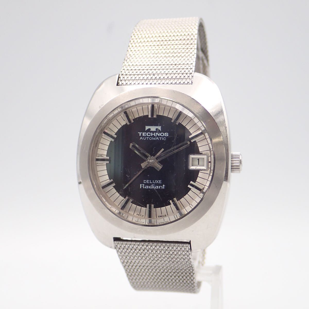 【傷や汚れあり】お02029/TECHNOS テクノス/ラディアント/デラックス/自動巻/メンズ腕時計/カットガラス/文字盤 ブラック×シルバーの落札情報詳細 - Yahoo!オークション落札 ...