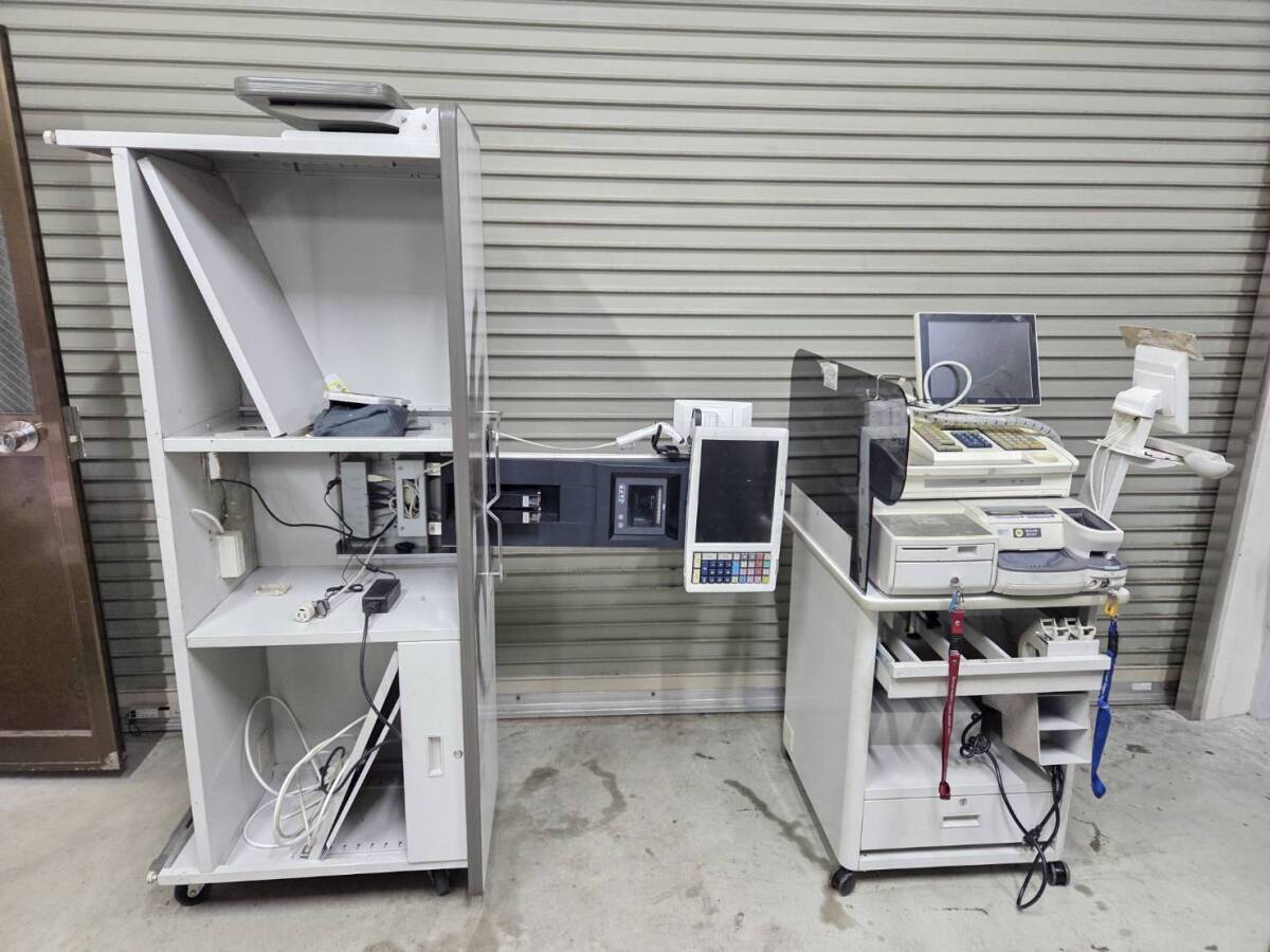 【傷や汚れあり】①TEC テック POSターミナル M-8750 レジ 自動釣銭機 VT-280-K2-R 縦型スキャナー IS-910-T2T7-U-R 中古 動作品 引取可 大阪 1円 ...