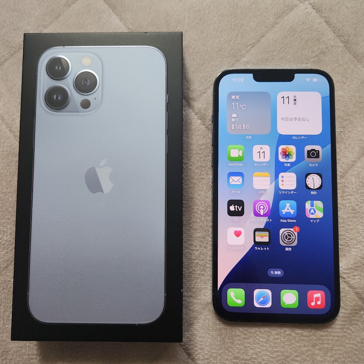 【目立った傷や汚れなし】au Apple iPhone13 proMAX 128G シエラブルー 中古 simフリー ネットワーク利用制限なし バッテリー85% 箱付きの落札情報詳細 ...