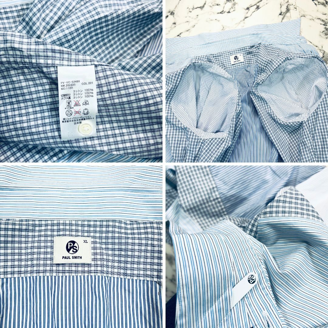 【目立った傷や汚れなし】極美品/パッチワーク(XL) Paul Smith 長袖 シャツ 総柄 裏地 ドット 水玉 ストライプ チェック ポールスミス ブルー 青 春夏 やや薄手の落札情報詳細 ...