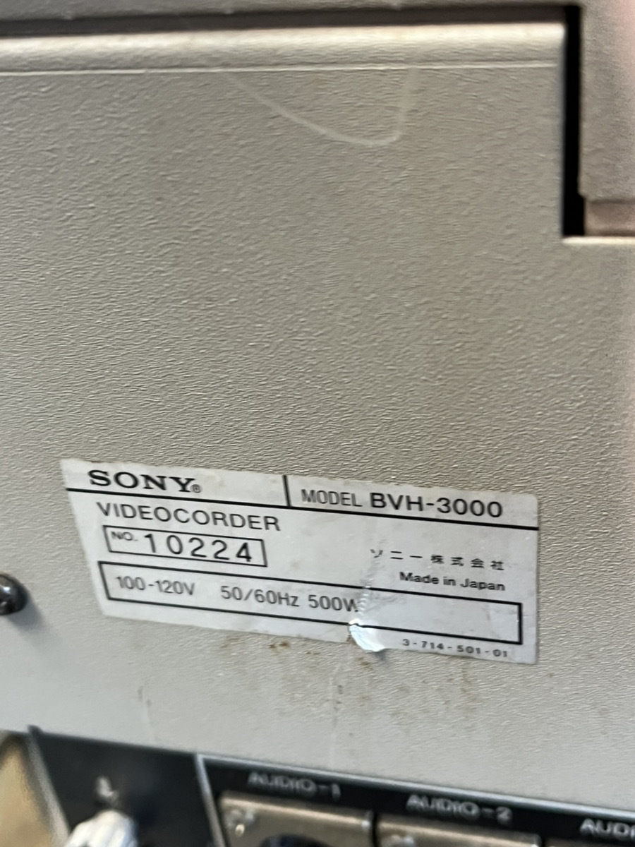 【傷や汚れあり】SONY ソニー BVH-3000 業務用ビデオコーダー 1インチVTR 放送用ビデオ 動作未確認 引き取り可の落札情報詳細 ...