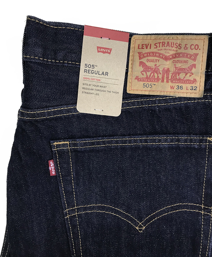 【未使用】新品タグ付き Levisリーバイス 505 レギュラーREGULARフィット ダークインディゴ RINSEリンス005050216/ ...