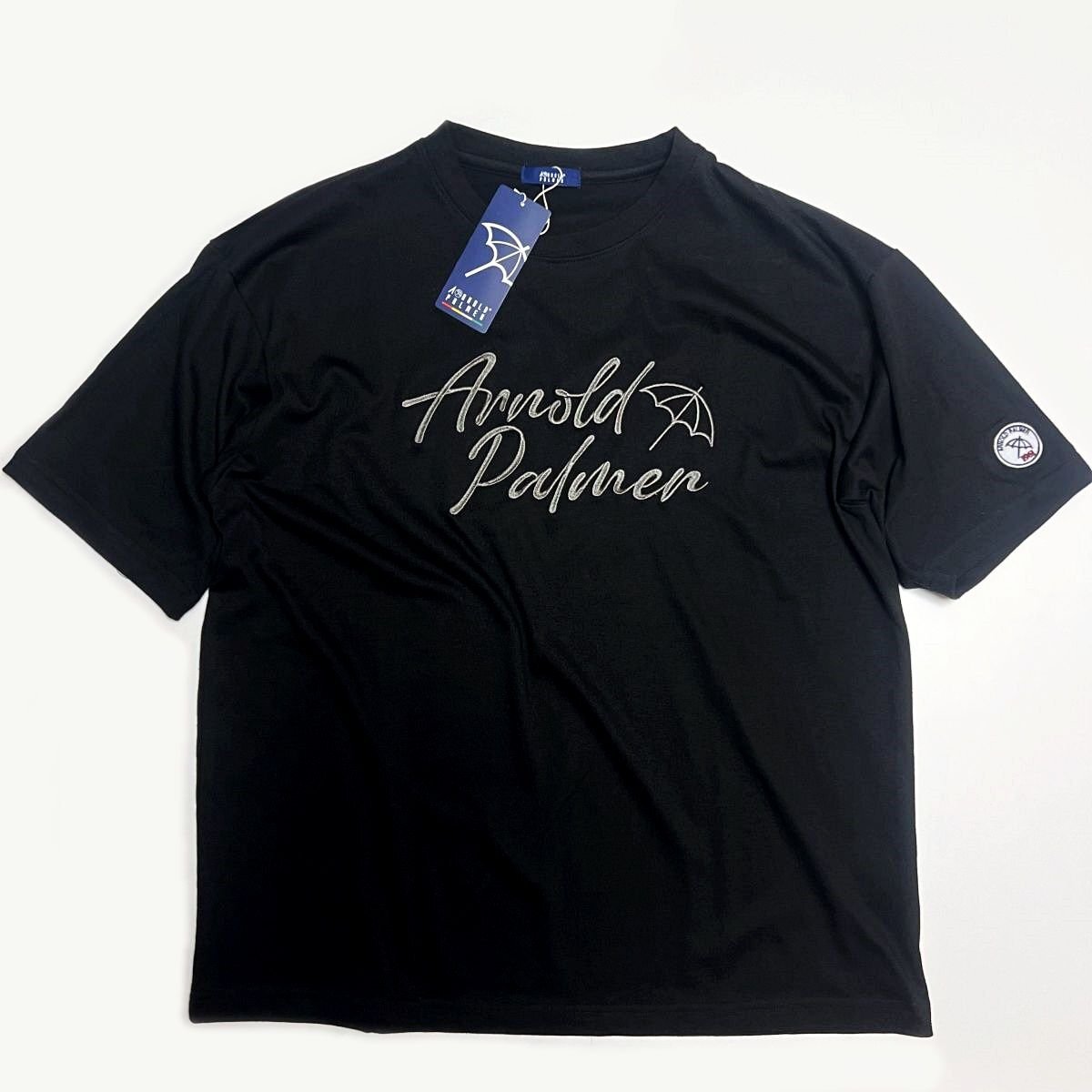 【未使用】 アーノルドパーマー ARNOLD PALMER 新品 メンズ 刺繍ロゴ 半袖 Tシャツ 黒 [6091818-06-LL ...