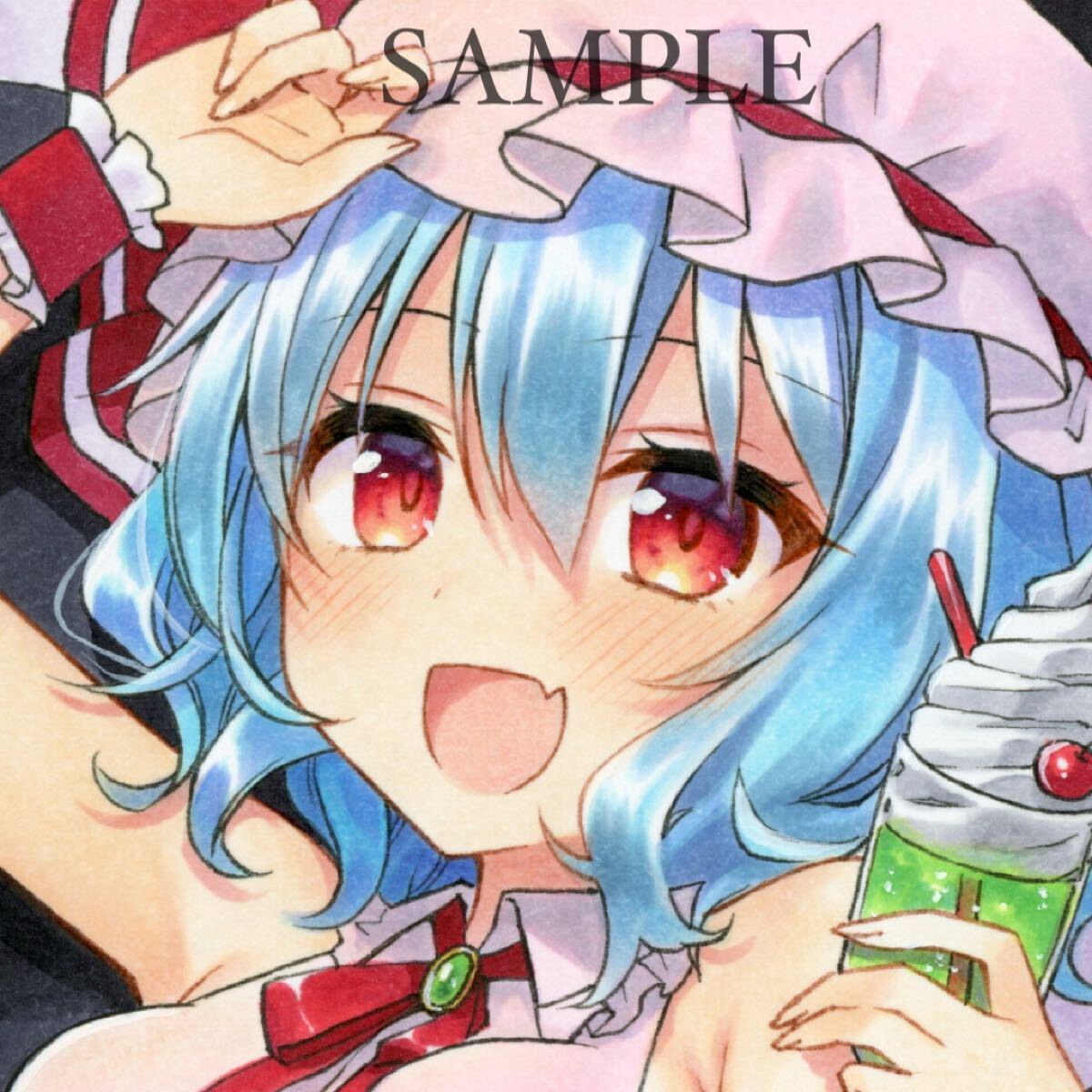 【未使用】同人手描きイラスト＊東方Project＊レミリア・スカーレット＊暑い日＊小色紙の落札情報詳細 - Yahoo!オークション落札価格検索 オークフリー