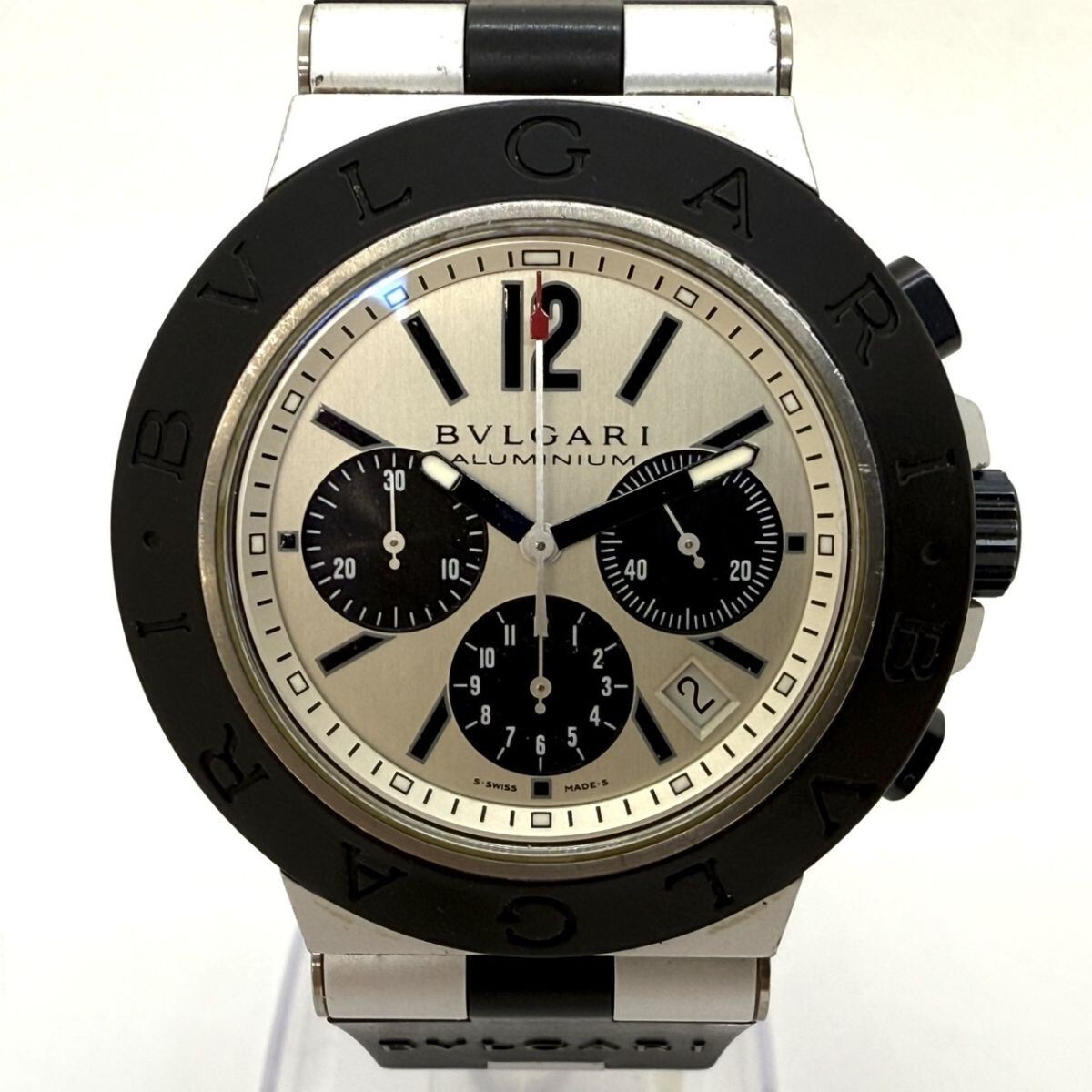 【やや傷や汚れあり】V821-U13-4291 BVLGARI ブルガリ ALUMINIUM アルミニウム AC44TA クロノグラフ デイト メンズ 腕時計 自動巻き 稼働 IBの落札情報 ...