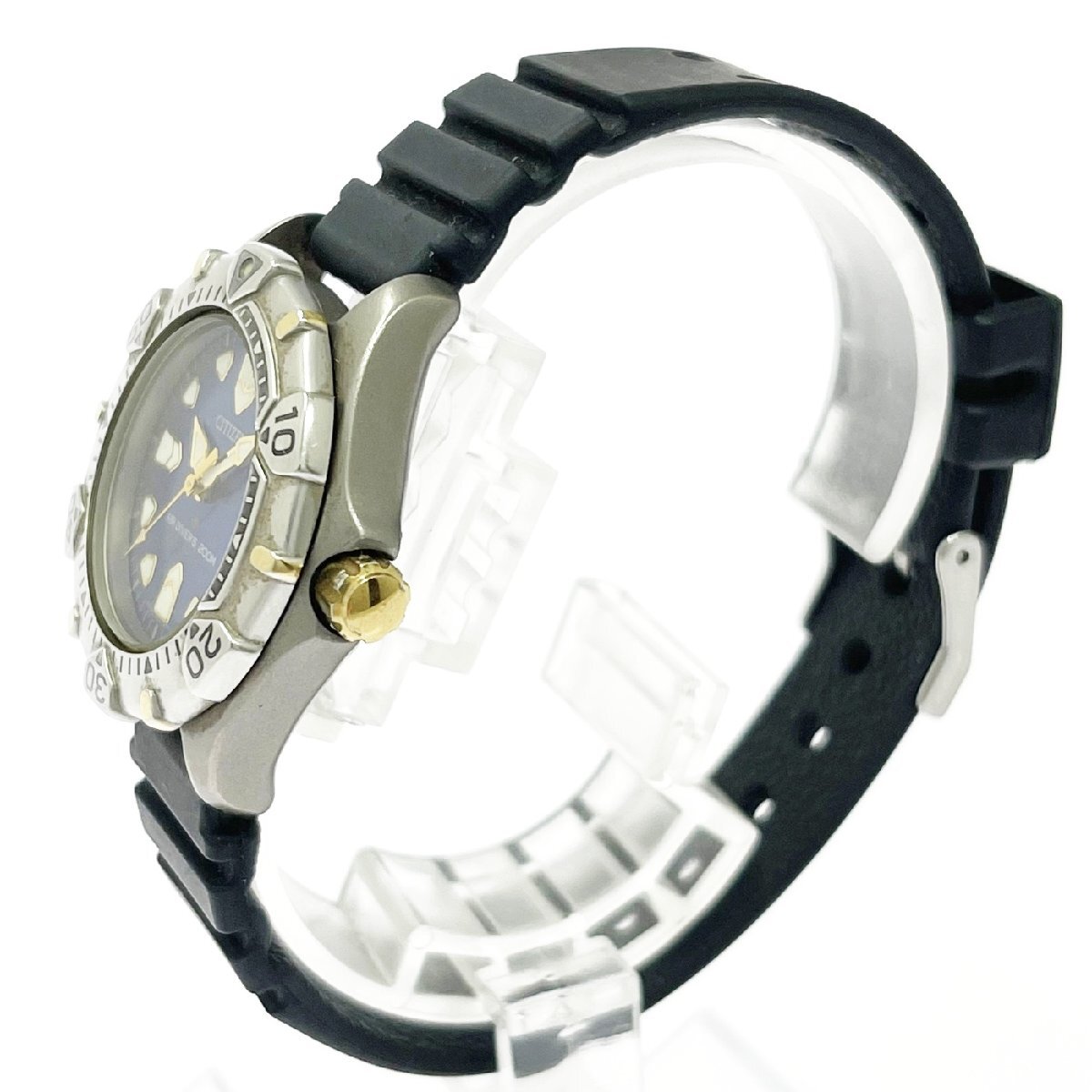 【全体的に状態が悪い】【1円スタート】CITIZEN シチズン 6018-G13338 エアダイバーズ 200M チタン ブルー文字盤 ...