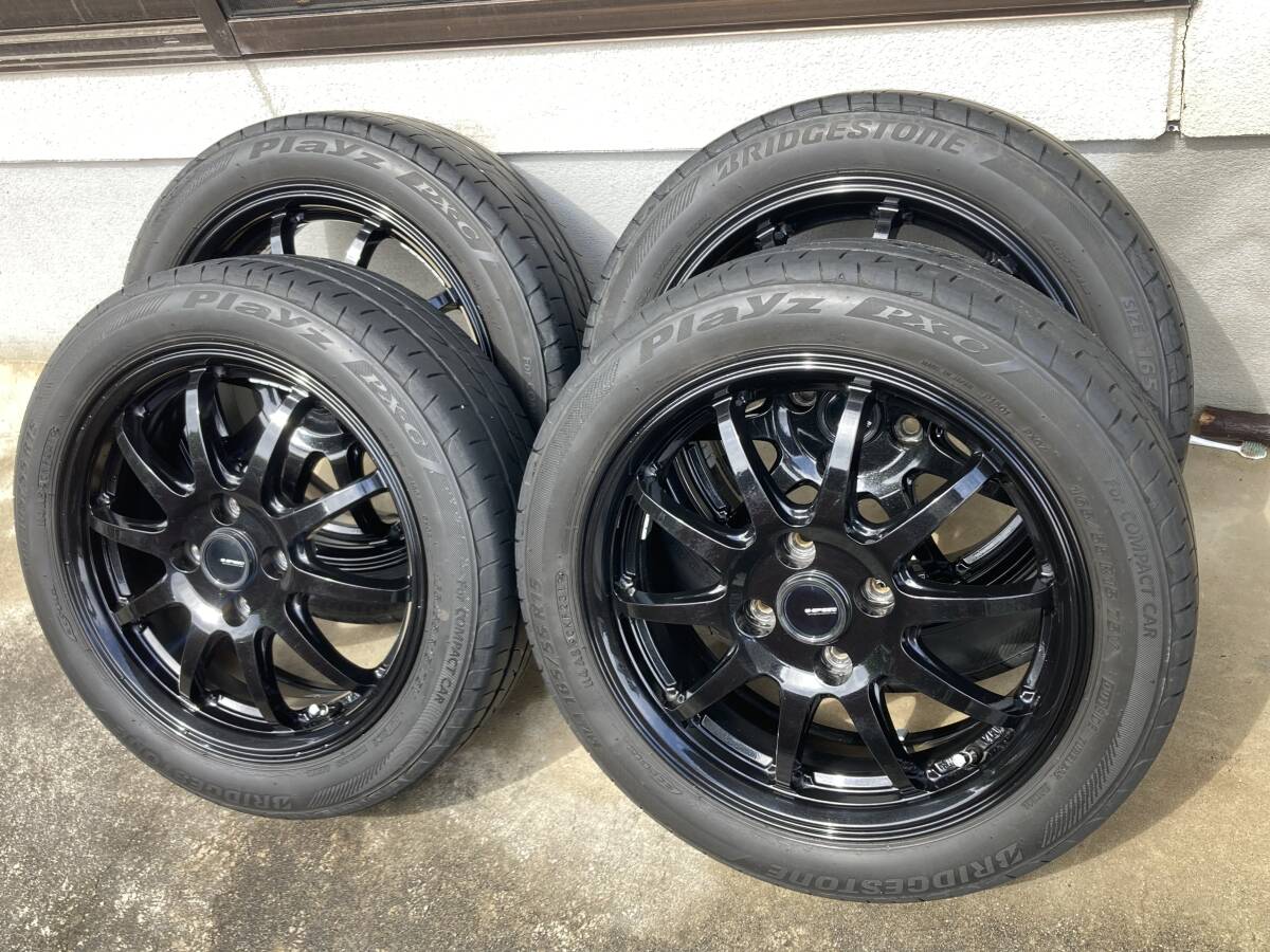 【目立った傷や汚れなし】ホットスタッフ G.speed G03 （MBK）美品アルミホイール&165/55R15 4本セット PCD100 ...