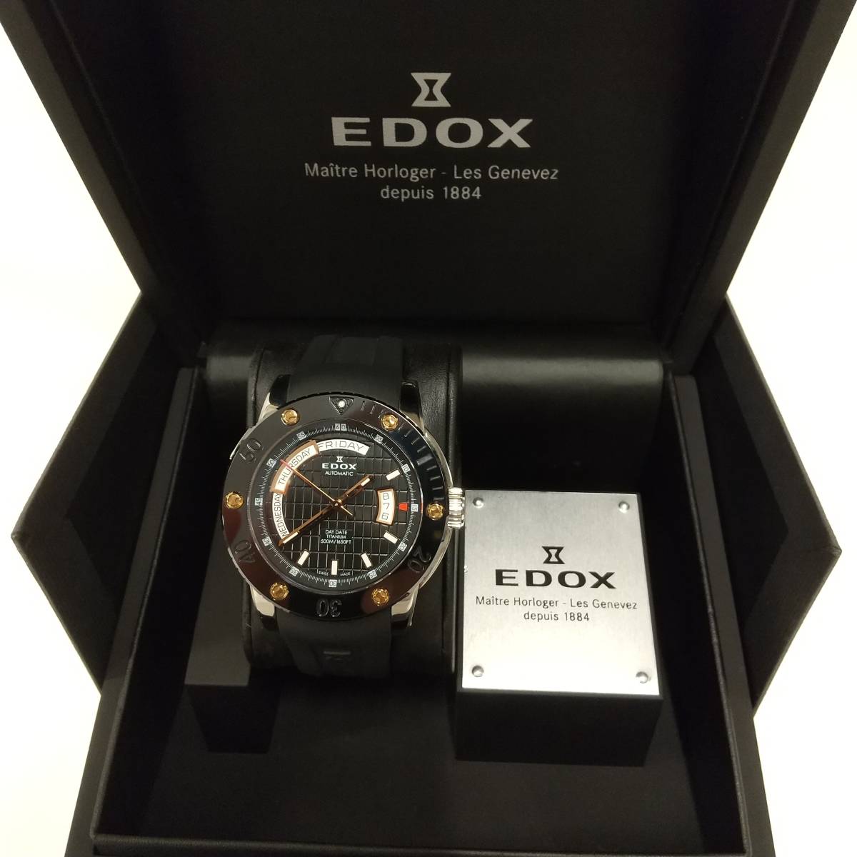 1円スタート！ エドックス クラス1 デイデイト 83005 自動巻き EDOX DAY DATE TITANIUM 500m 箱付き！ 稼働品！ クラスワン ダイバーの落札情報詳細 ...