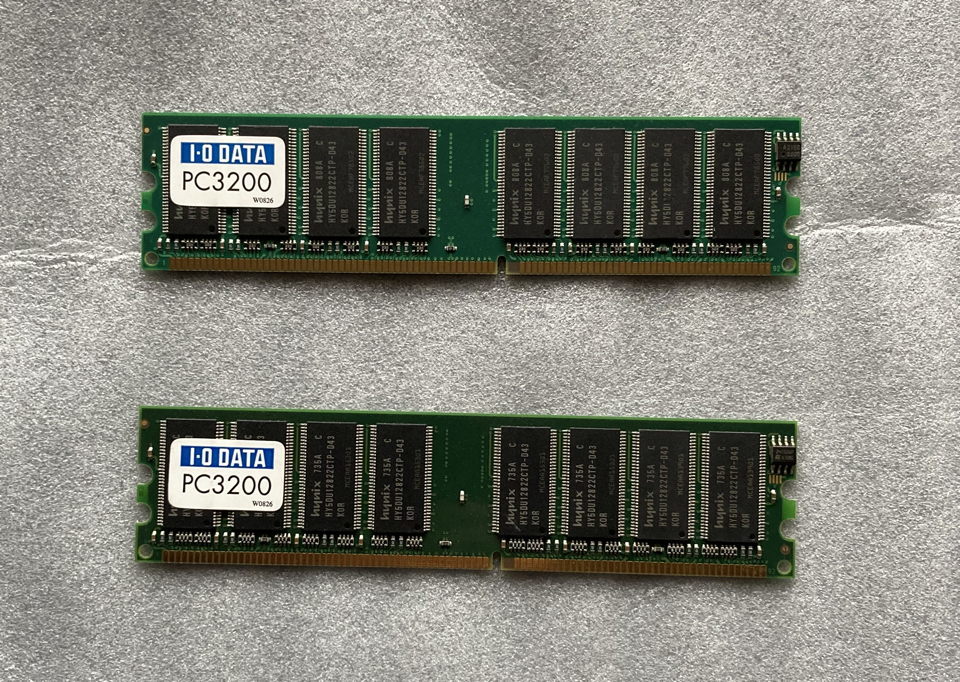 I・O DATA製 PC3200 DDR400(3-3-3-8) 512MB 2枚組（中古）の落札情報詳細 - Yahoo!オークション落札 ...