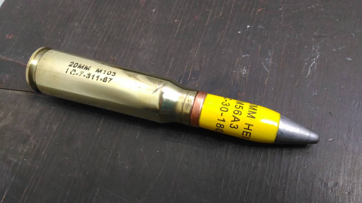 米軍 20mm 砲弾 M56A3 HEI 焼夷榴弾 バルカン 機関砲 1960年代 レストア 無可動 ダミーカートの落札情報詳細 ...