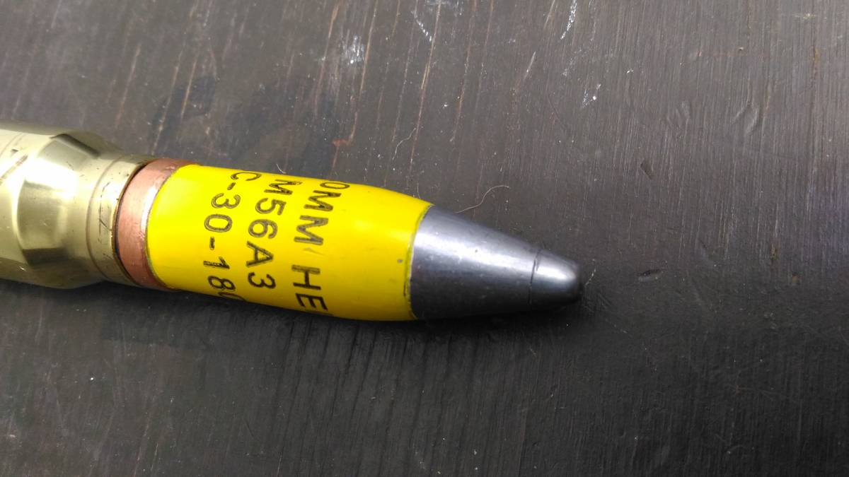 米軍 20mm 砲弾 M56A3 HEI 焼夷榴弾 バルカン 機関砲 1960年代 レストア 無可動 ダミーカートの落札情報詳細 ...