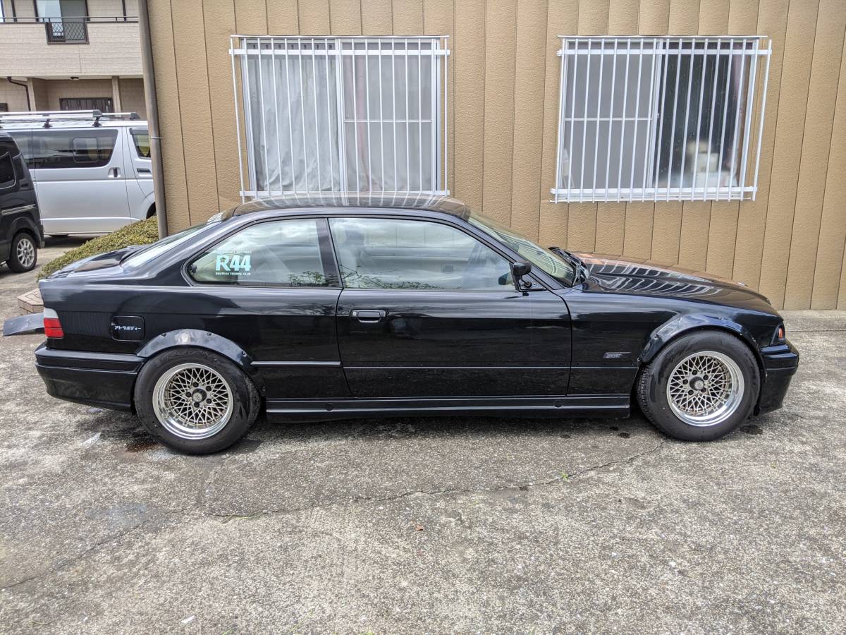 BMW 318iS E36 オーバーフェンダー公認済 ARC車高調 DTMマフラー 深リムSSRメッシュ アクティブウイング カスタムベースや ...