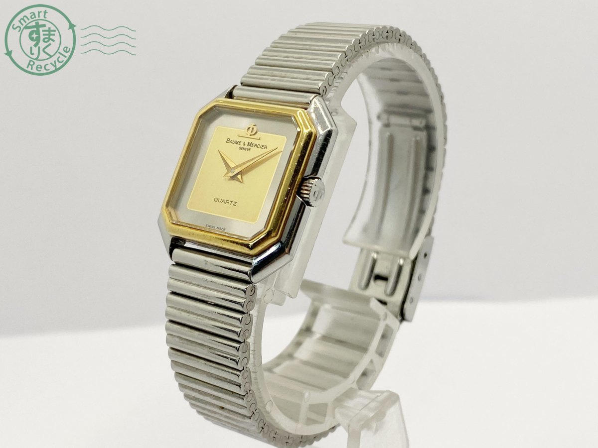 N10586 1円スタート☆BAUME&MERCIER(ボーム＆メルシエ)QUARTZ クォーツ腕時計 レディース 4859.018 スクエア ...