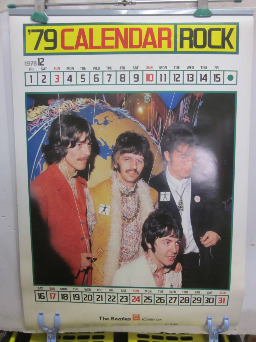 w39【'79東芝EMI/ROCKカレンダー】A2サイズ13ページ/ビートルズストーンズボブウェルチトムロビンソンバンドストラップスボブ ...