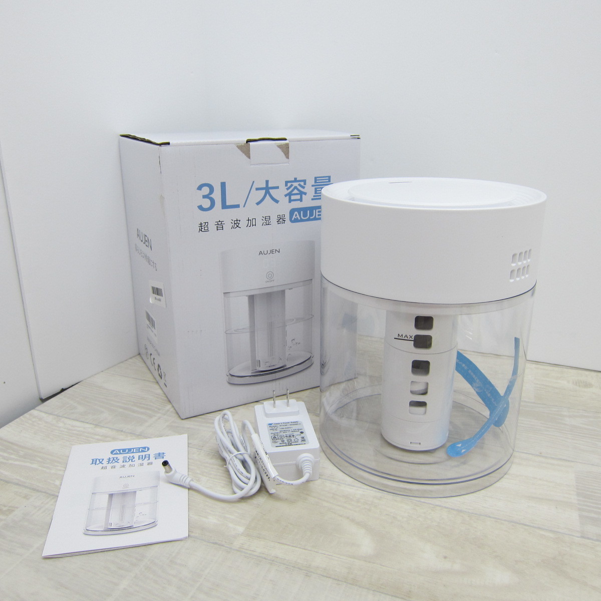【未使用】PS2456【未使用】Aujen 3L加湿器 強力除菌 卓上加湿器 超音波加湿器 3L大容量 最大30時間連続稼働 上から注水タイプ ...