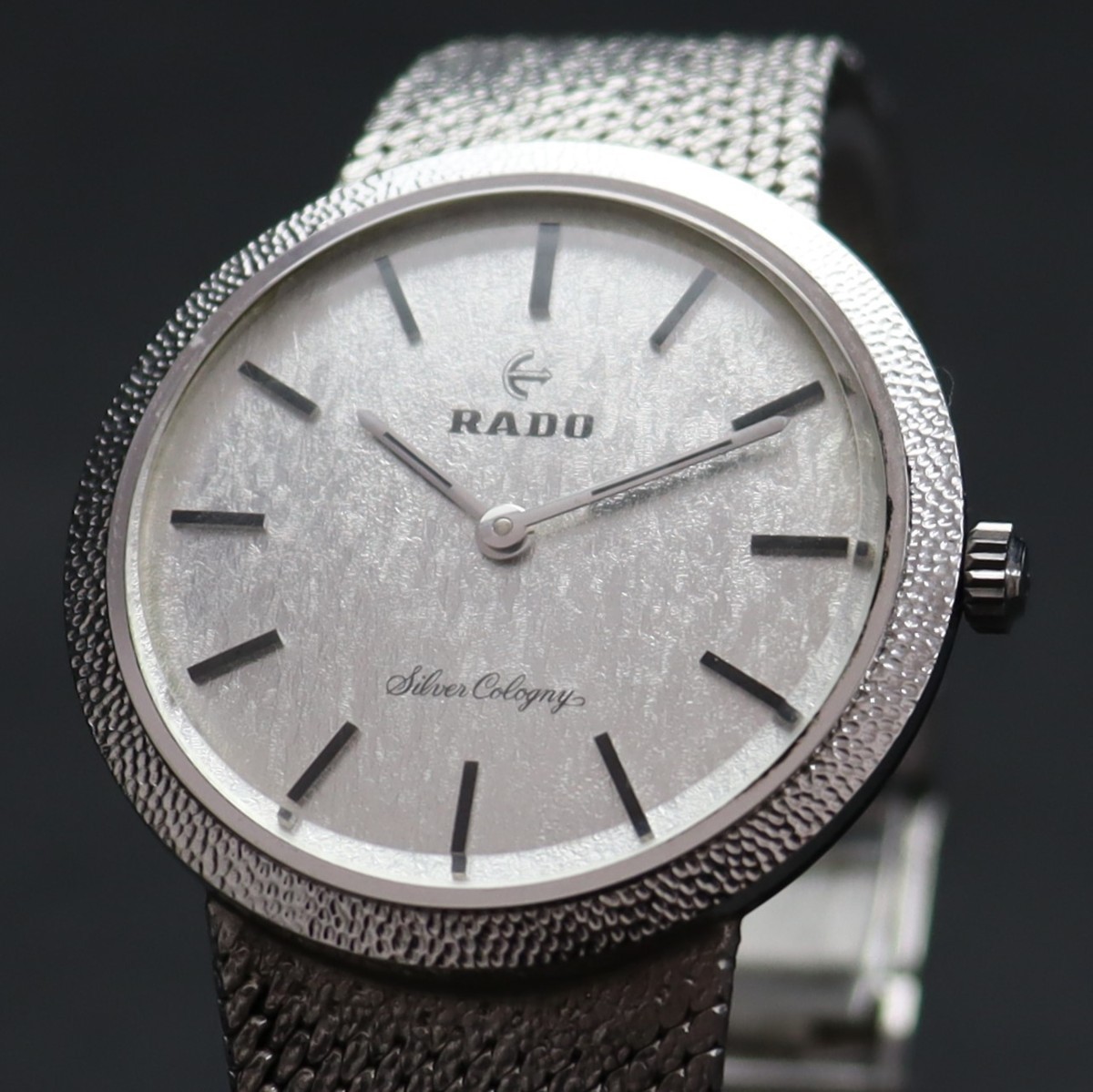 【目立った傷や汚れなし】良品 RADO Silver Cologny ラドー シルバーコロニー 手巻き 銀無垢 2針 純正ブレス 箱付き ...
